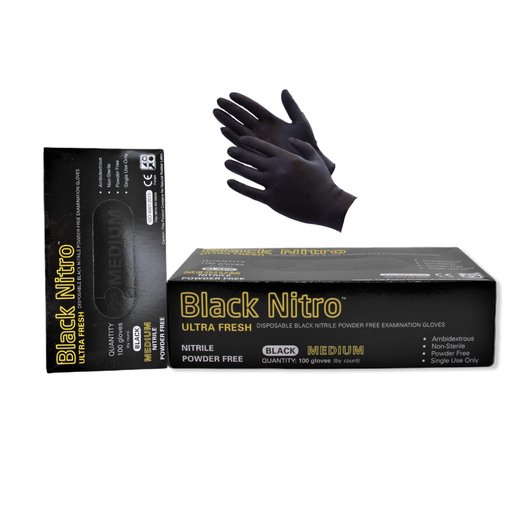 Ultra Fresh Black Nitrile Gloves (100 per box) Large OR Extra Large ...