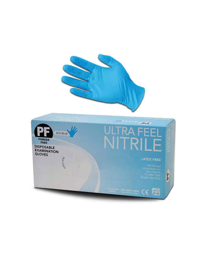 Ultra Fresh Blue Nitrile Powder-Free Gloves (100 per box) Small, Medium ...